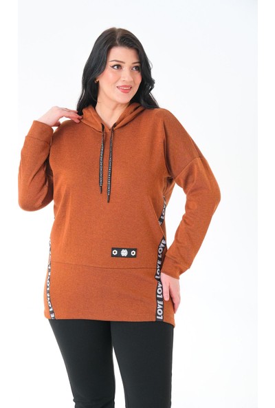 Lady Majestic Kapüşonlu Büyük Beden Kadın Sweatshirt 44026