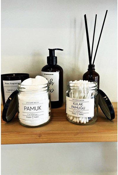 Lyn Home & Decor 2 Li Çizgi Cam Kavanoz - Pamuk ve Kulak Pamuğu Kavanozu Lyn Home & Decor 2 Li Çizgi Cam Kavanoz - Pamuk ve Kulak Pamuğu Kavanozu