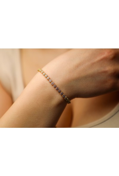 Qayra Dekor 925 Ayar Gümüş Neveda Özel Tasarım Zirkon Bileklik