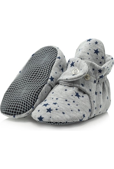 Ella Bonna Organik Pamuk Bebek Patiği, Kaydırmaz Taban, Pamuklu Yenidoğan Pandufu Ev Kreş Ayakkabısı