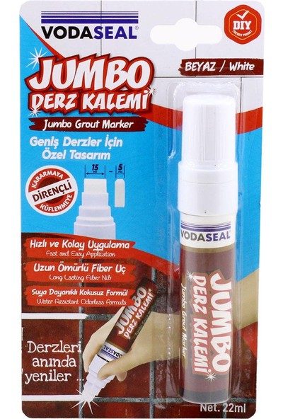 Badem10 Vodaseal Jumbo Fayans Derz Kalemi Beyaz 22 ml Badem10 Vodaseal Jumbo Fayans Derz Kalemi Beyaz 22 ml
