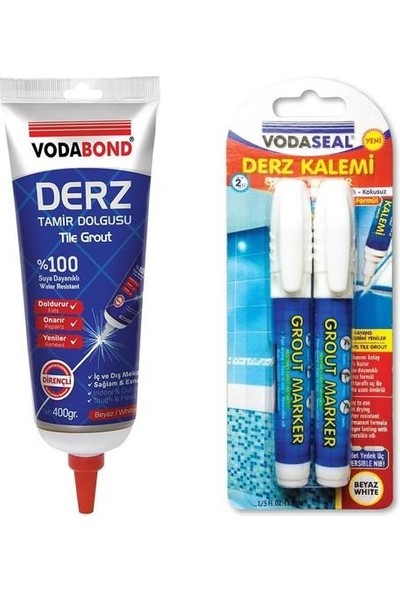 Badem10 Vodaseal Derz Dolgu 400 gr Beyaz + Derz Kalemi 2 Li Set Badem10 Vodaseal Derz Dolgu 400 gr Beyaz + Derz Kalemi 2 Li Set
