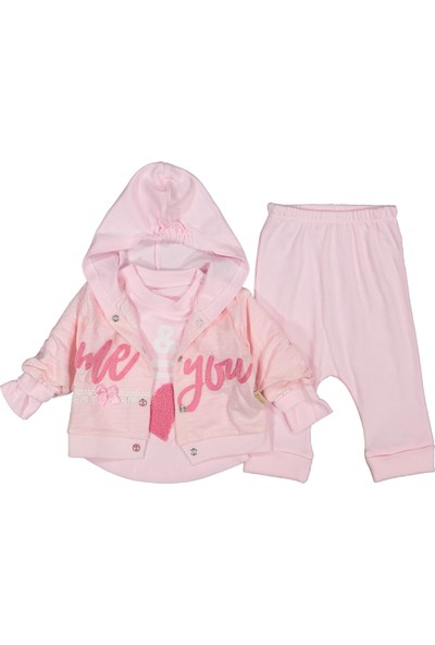 Babyim Kız 3/9 Ay Love 3'lü Kapşonlu Takım