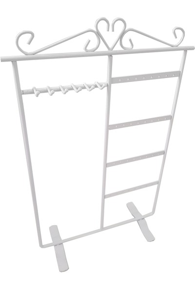 Beyaz Metal Bayan Küpe Kolye Standı Dekor ST1-46BY