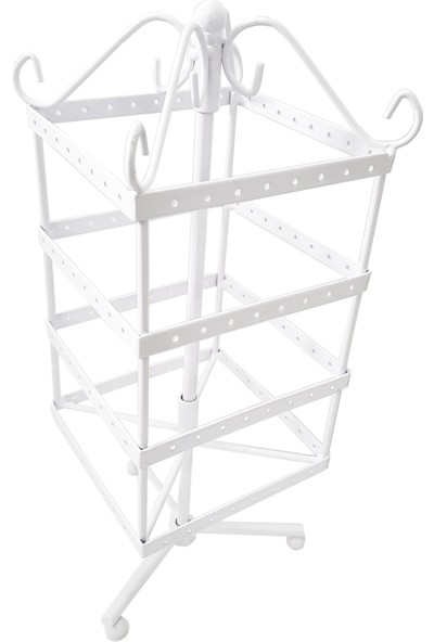 Beyaz Metal 4 Katlı Dönen Bayan Küpe Standı Dekor ST1-33BY