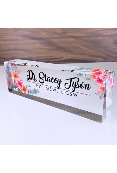 Hediye Marketi17 Ofis Masası Isim Plakası Kişiselleştirilmiş Isimlik Çiçekler Vahşi Tasarım