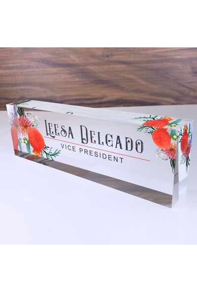 Hediye Marketi17 Ofis Masası Isim Plakası Kişiselleştirilmiş Sonbahar Çiçekleri Tasarımı
