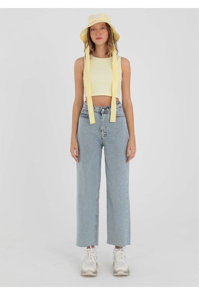 Soul 30661 Yüksek Bel Denim Geniş Kesik Paça Pantolon Kar Yıkama Soul 30661 Yüksek Bel Denim Geniş Kesik Paça Pantolon Kar Yıkama