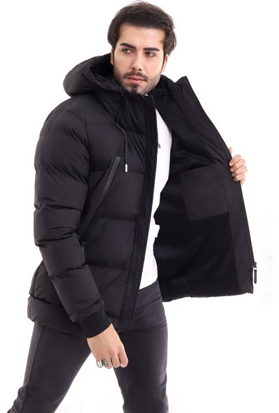 Modon Wear Erkek Siyah Uzun Içi Kürklü Su ve Rüzgar Geçirmez Slim Şişme Dolum Mont Kaban Modon Wear Erkek Siyah Uzun Içi Kürklü Su ve Rüzgar Geçirmez Slim Şişme Dolum Mont Kaban