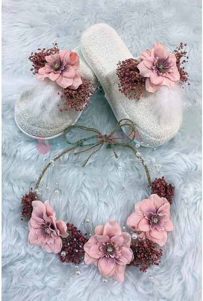 Lohusa Hamile Pembe Çiçekli Lohusa Tac ve Lohusa Terlik Seti Lohusa Hamile Pembe Çiçekli Lohusa Tac ve Lohusa Terlik Seti