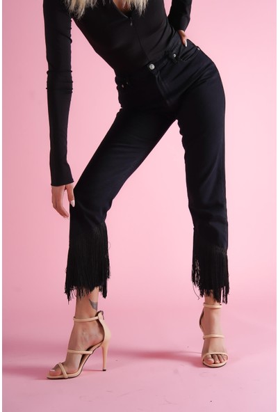 Divolya Toryo Nude Üç Bantlı Topuklu Ayakkabı