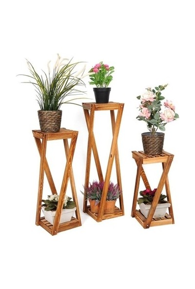 Natural Wood Work Ahşap 3lü Takım Saksı Standı Çiçeklik 3 Boy Balkon Saksılık Salon Çiçeklik NWW0010 Natural Wood Work Ahşap 3lü Takım Saksı Standı Çiçeklik 3 Boy Balkon Saksılık Salon Çiçeklik NWW0010