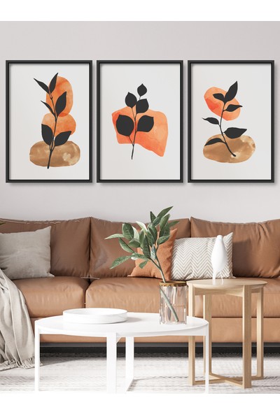 Postick Minimalist Yaprak Dalı Çerçeveli Tablo Salon Oturma Odası Yatak Odası Mutfak Modern 3'lü Set Postick Minimalist Yaprak Dalı Çerçeveli Tablo Salon Oturma Odası Yatak Odası Mutfak Modern 3'lü Set