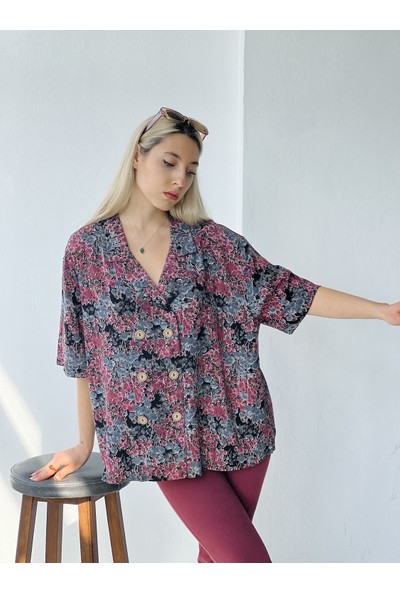 Retrobird Oversize Ceket-Gömlek Kadın Mürdüm