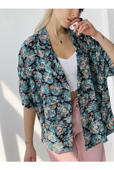 Retrobird Oversize Ceket-Gömlek Kadın Mavi