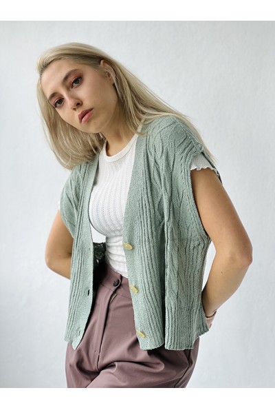 Retrobird Baharlık Brumel (Merserize) Yelek Kadın Haki