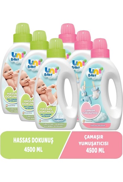 Uni Baby Çamaşır Deterjanı Sensitive 1500ML+YUMUŞATICI 1500ML Hassas/hipoalerjenik Karma (6 Lı Set) Uni Baby Çamaşır Deterjanı Sensitive 1500ML+YUMUŞATICI 1500ML Hassas/hipoalerjenik Karma (6 Lı Set)