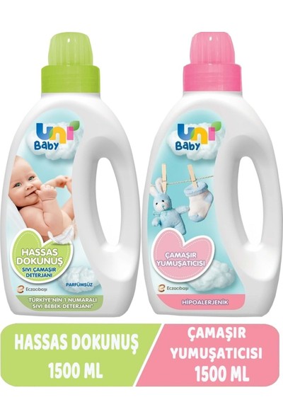 Uni Baby Çamaşır Deterjanı Sensitive 1500ML+YUMUŞATICI 1500ML Hassas/hipoalerjenik Karma (2 Li Set) Uni Baby Çamaşır Deterjanı Sensitive 1500ML+YUMUŞATICI 1500ML Hassas/hipoalerjenik Karma (2 Li Set)
