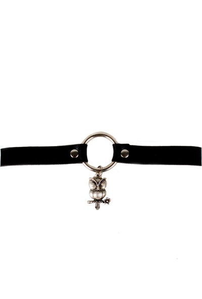 Baykuş Detay Tasarım Süet Deri Choker Tasma Kolye Baykuş Detay Tasarım Süet Deri Choker Tasma Kolye