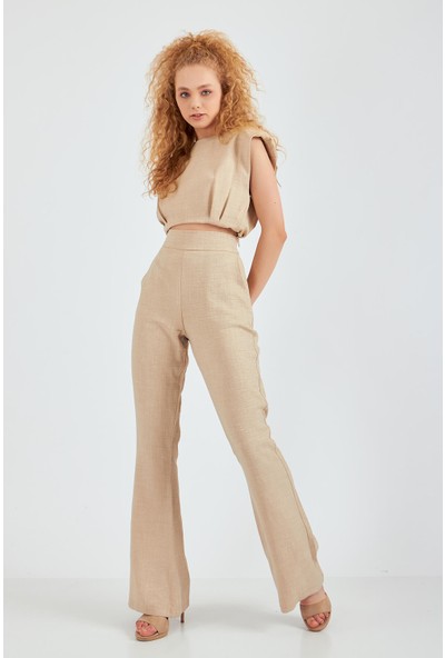 Coral Ispanyol Paça Pantolon Taş