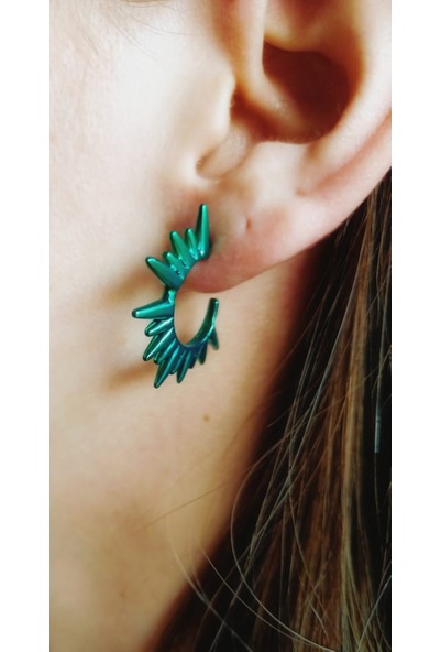 Aden Bijoux Güneş Figürlü Küpe(Yeşil)