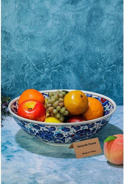 Seramik Home Seramik El Yapımı Kase Meyve-Salata Sunum 30CM