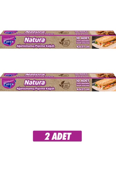 Parex Natura Yeni Ağartılmamış 42X37 cm Hazır Pişirme Kağıdı x 2 Paket Parex Natura Yeni Ağartılmamış 42X37 cm Hazır Pişirme Kağıdı x 2 Paket