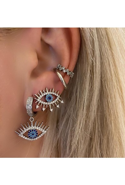 Sallantılı Göz Model Silver Küpe