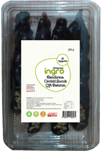 Ingro Glutensiz El Yapımı Bandırma Cevizli Sucuk Çift Batırım 200 gr