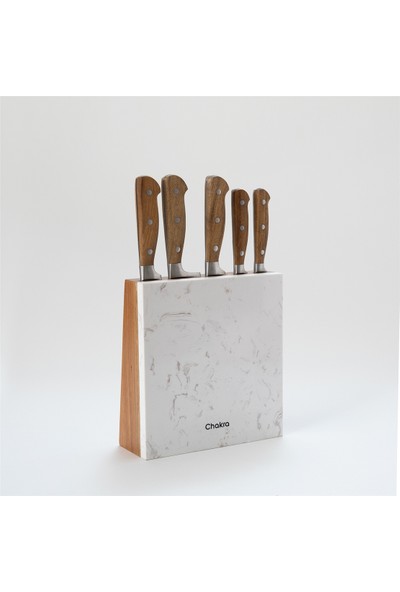 Chakra 5 Parça Standlı Bıçak Seti Natural Chakra 5 Parça Standlı Bıçak Seti Natural