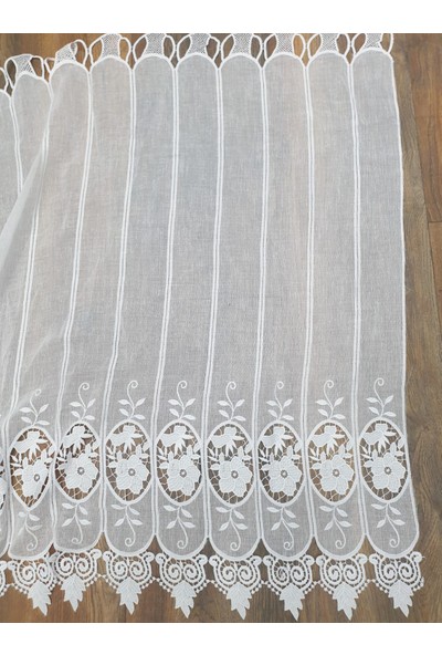 Vanessa Perde Pano Mutfak Güpürü Keten Zemin Üzerine Dantel Işleme Rustik Briz ve Kornişe Uyumlu 90 cm Vanessa Perde Pano Mutfak Güpürü Keten Zemin Üzerine Dantel Işleme Rustik Briz ve Kornişe Uyumlu 90 cm