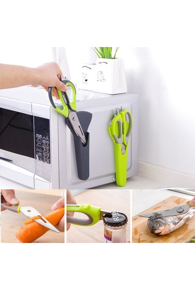 Süper Işlevli Kesici Paslanmaz Çelik Mıknatıslı Mutfak Makası Süper Işlevli Kesici Paslanmaz Çelik Mıknatıslı Mutfak Makası