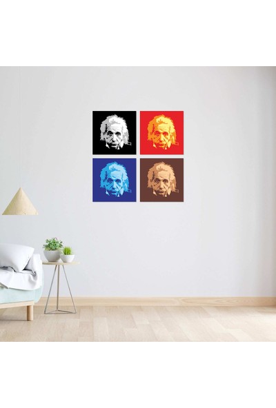 Kitap Şeyleri 4 Parça Renkli Albert Einstein Portre Mdf Tablo 22X22 Kitap Şeyleri 4 Parça Renkli Albert Einstein Portre Mdf Tablo 22X22