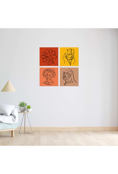 Kitap Şeyleri 4 Parça Kadın Silüet Çizim Mdf Tablo 22X22 - 2 Kitap Şeyleri 4 Parça Kadın Silüet Çizim Mdf Tablo 22X22 - 2