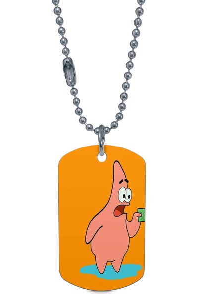 Hero Tasarım Sünger Bob Gümüş Renk Künye / Kolye DFT3856