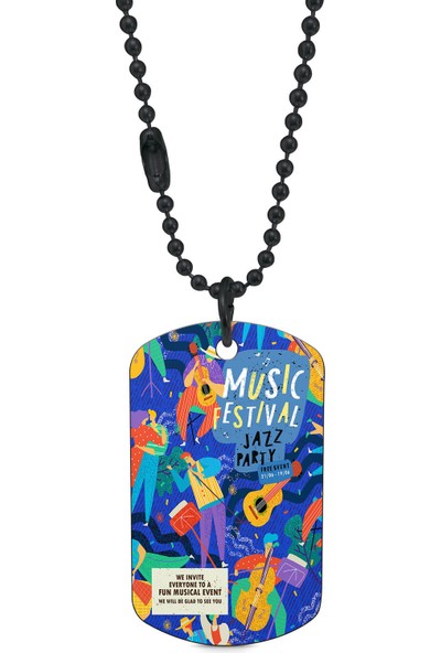 Music Festival Siyah Renk Künye / Kolye DFT5178