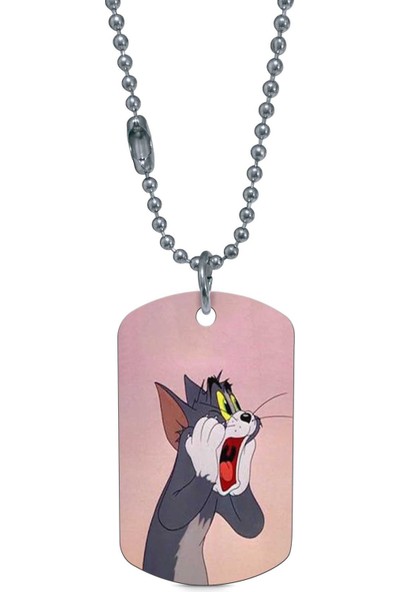 Hero Tasarım Tom ve Jerry Gümüş Renk Künye / Kolye DFT3418 Hero Tasarım Tom ve Jerry Gümüş Renk Künye / Kolye DFT3418