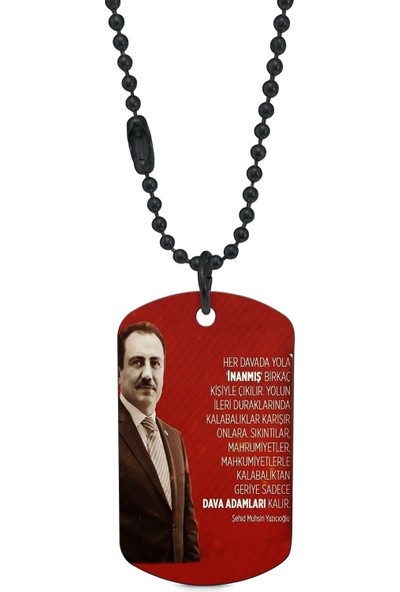 Muhsin Yazıcıoğlu Siyah Renk Künye / Kolye DFT3821