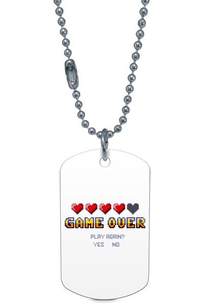 Game Over Gümüş Renk Künye / Kolye DFT1789