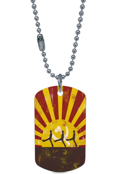 Orak Çekiç Gümüş Renk Künye / Kolye DFT535