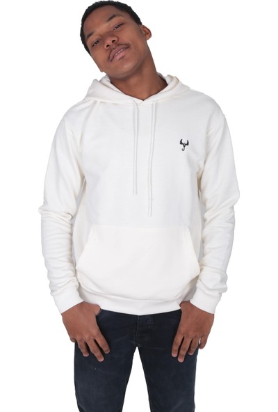 Five Pocket Erkek Kapüşonlu Sweatshirt - Ekru