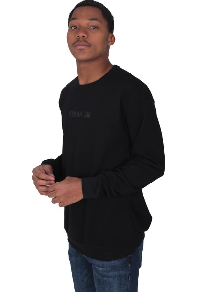 Five Pocket Erkek Bisiklet Yaka Sweatshirt - Siyah