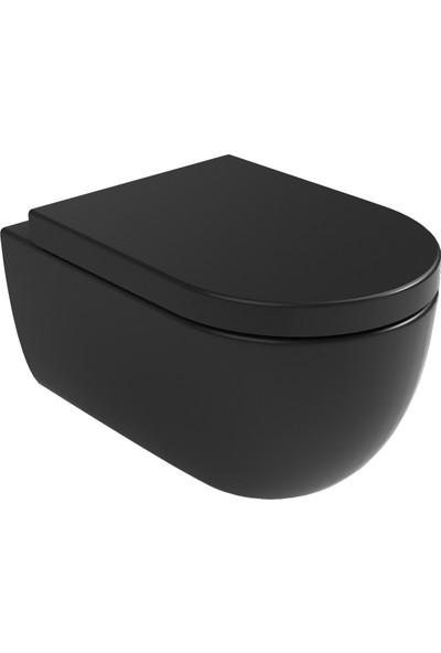Aqua Bagno Alpha Asma Klozet + Yavaş Kapanan Kapak -Mat Siyah Aqua Bagno Alpha Asma Klozet + Yavaş Kapanan Kapak -Mat Siyah