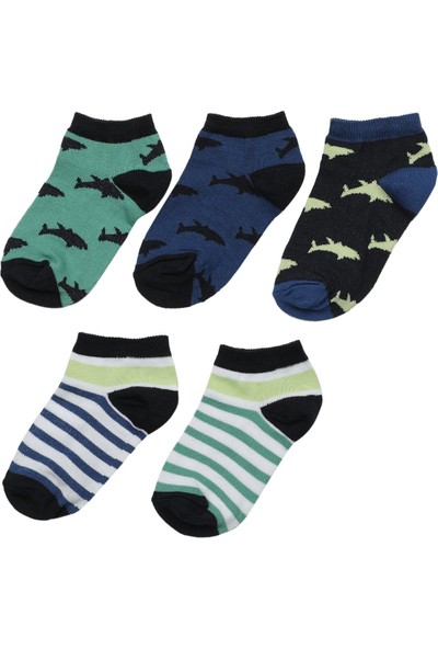 Polaris Shark 5 Lı Ptk-B 2fx Lacivert Erkek Çocuk 5'LI Patik Çorap