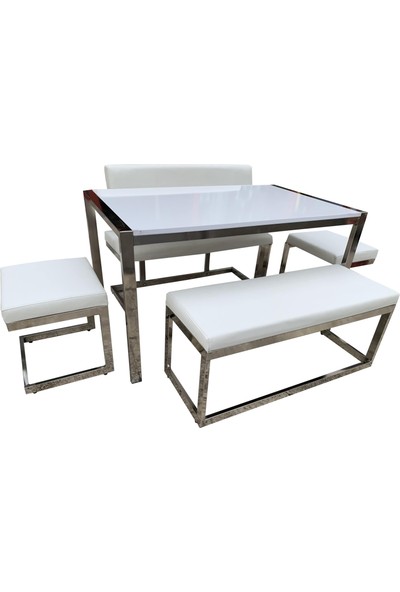 C Profil Bank Takımı Masalı - Nikelajlı - Kumaş Döşemeli C Profil Bank Takımı Masalı - Nikelajlı - Kumaş Döşemeli