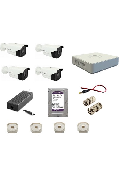 Hikvision 4 Kameralı Güvenlik Kamera Hazır Set 1tb 7/24 Hdd-1tb Kayıt Kapasiteli Sistem