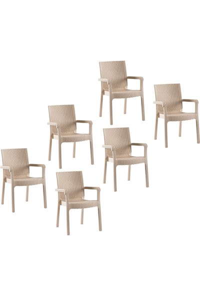 Holiday Markiz Rattan Koltuk Cappuccino | 6'lı Set