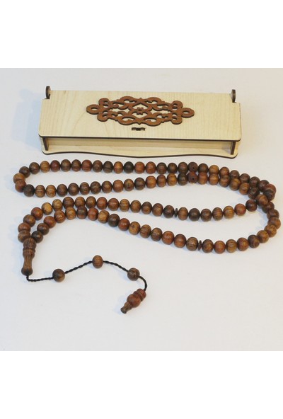 Sağlar El Sanatları 99'luk Kördiken Ağacı Yuvarlak Kesim Usta Işi Iri Boy Tesbih & Tesbih Kutusu