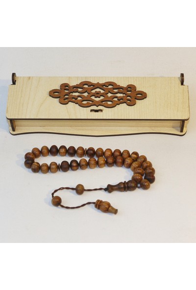 Sağlar El Sanatları 33'lik Usta Işi Kördiken Ağacı Tesbih Muhteşem Işçilik & Ahşap Tesbih Kutusu