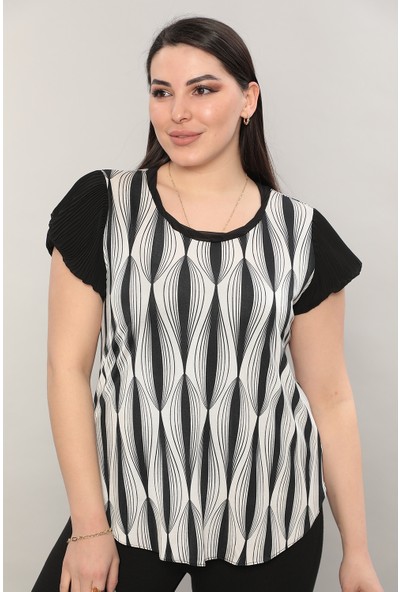 Kifayet Kolları Piliseli Baskılı Bluz